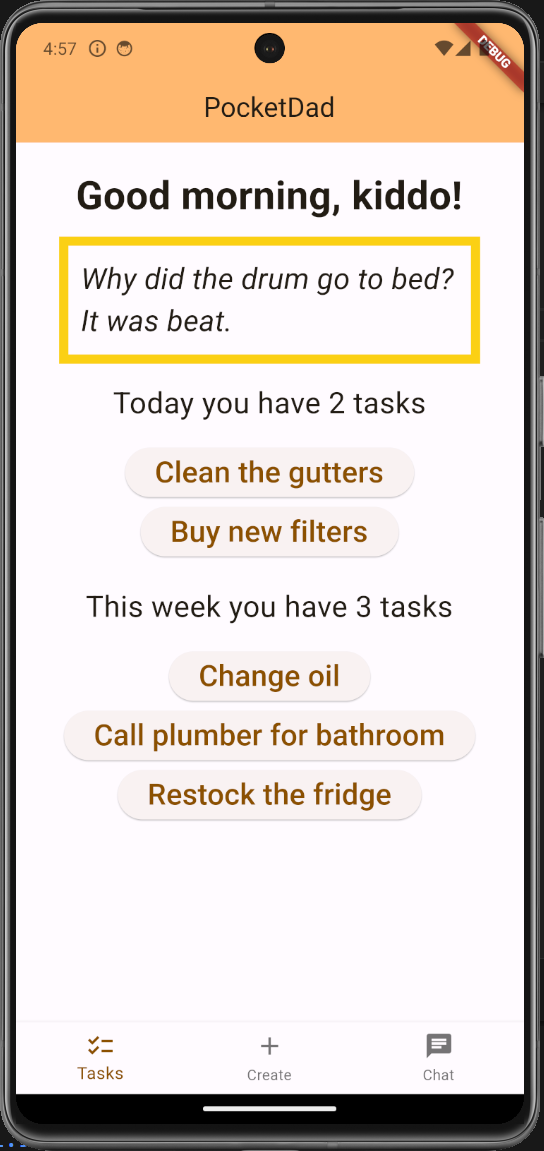 PocketDad | A digital personal assistant who reminds, advises, and jokes.